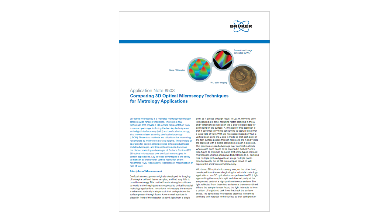 Comparing 3D Optical Microscopy Techniques for Metrology Applications ...