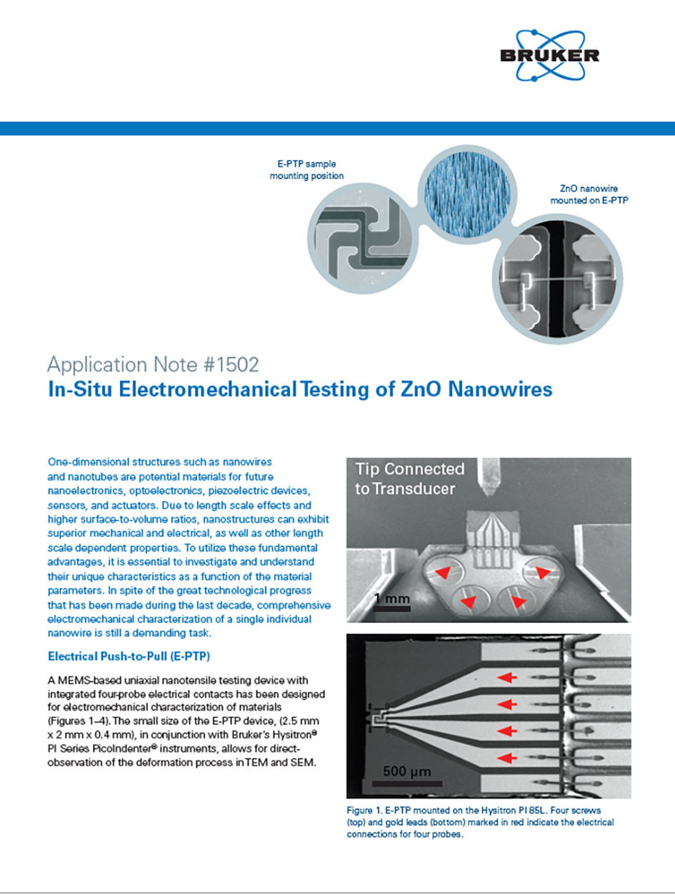 In-Situ Electromechanical Testing of ZnO Nanowires | Bruker