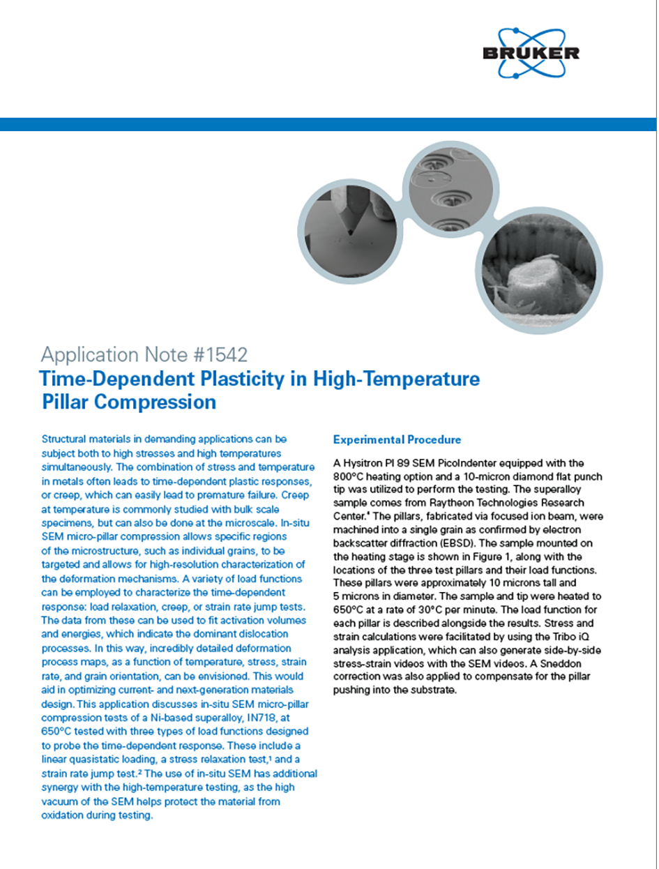 Time-Dependent Plasticity in High-Temperature Pillar Compression | Bruker