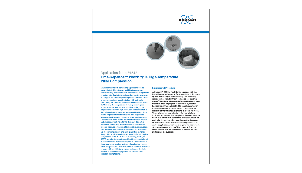 Time-Dependent Plasticity in High-Temperature Pillar Compression | Bruker