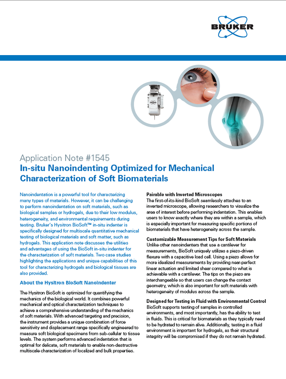 In-situ Nanoindenting Optimized for Mechanical Characterization of Soft Biomaterials | Bruker