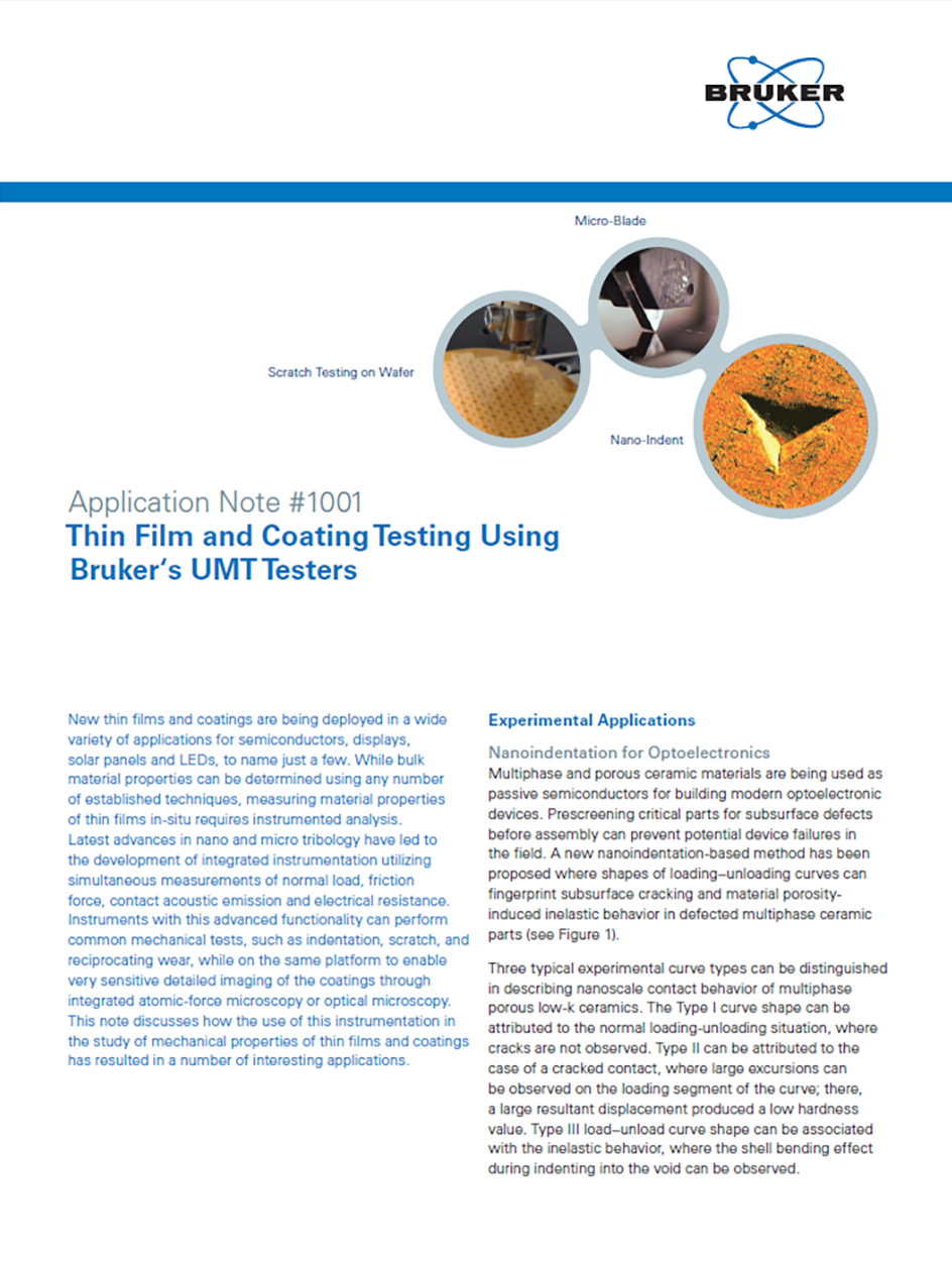 Thin Film And Coating Testing Using Bruker‘s Umt Testers Bruker