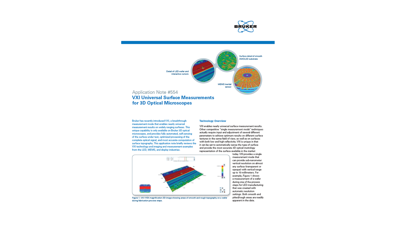 Application Note: VXI Universal Surface Measurements for 3D Optical ...