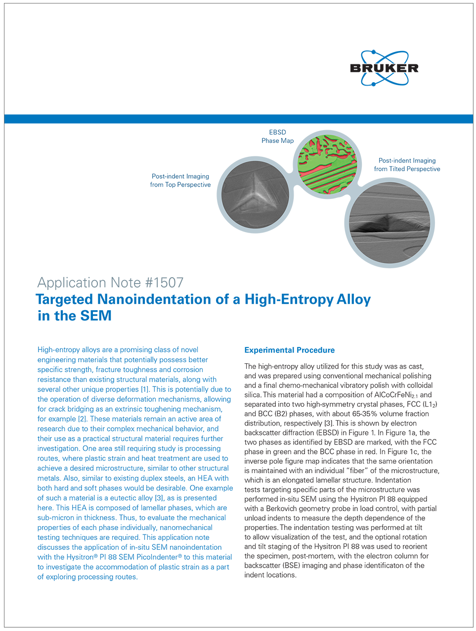 Targeted Nanoindentation Of A High Entropy Alloy In The Sem Bruker