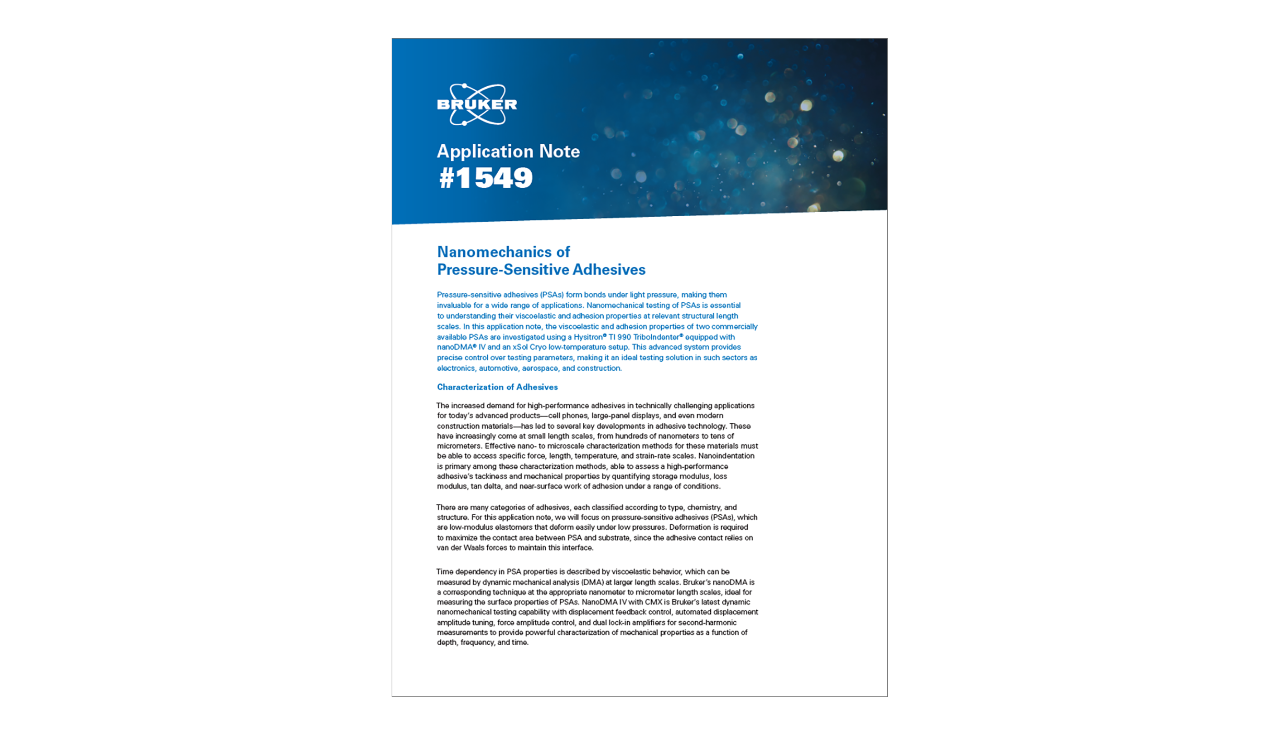 Application Note: Nanomechanics of Pressure-Sensitive Adhesives | Bruker