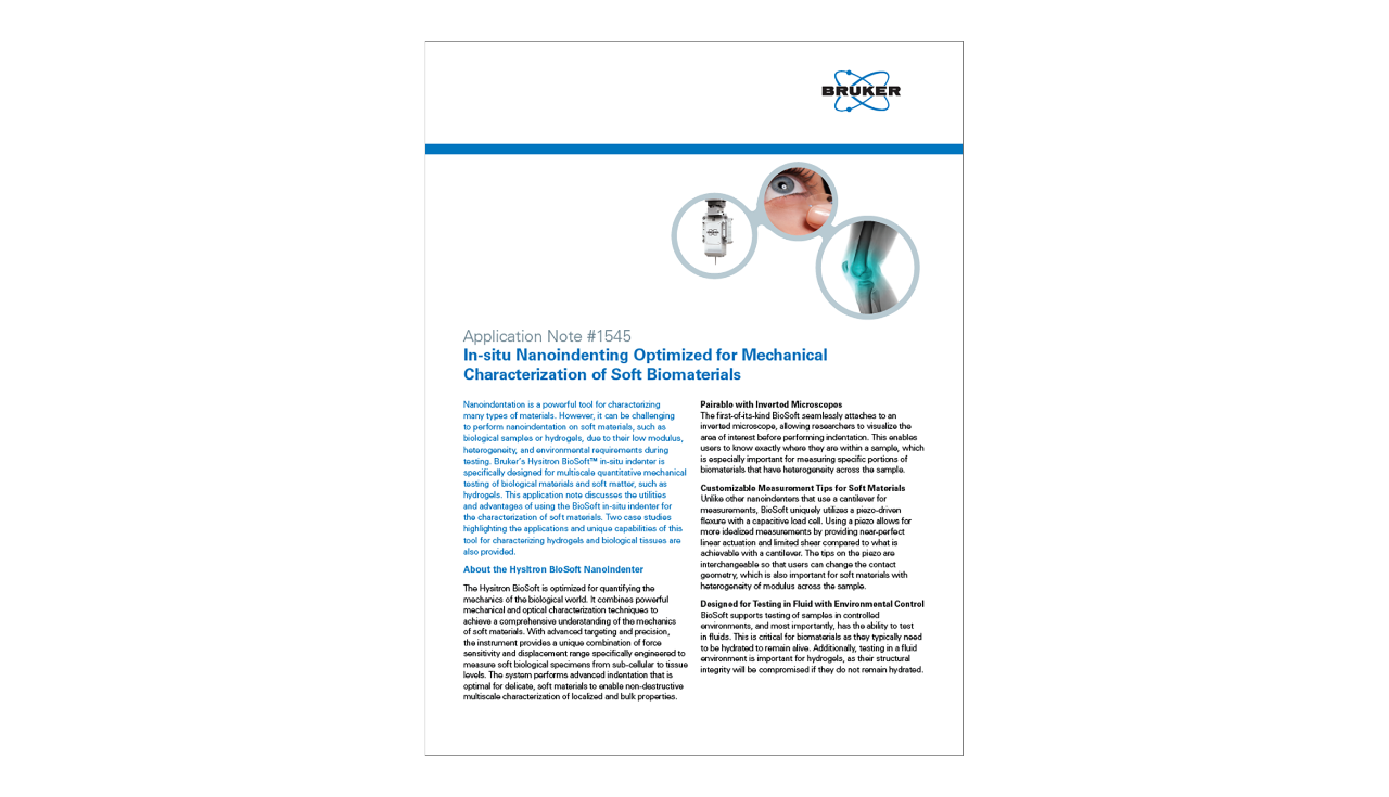 In-situ Nanoindenting Optimized for Mechanical Characterization of Soft Biomaterials | Bruker
