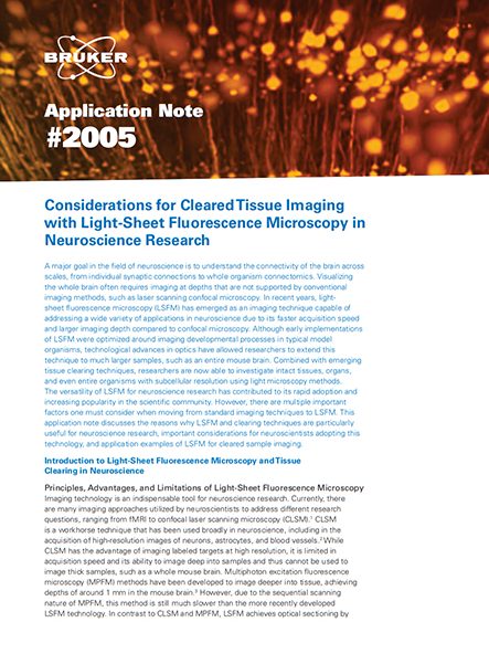 Considerations for Cleared Tissue Imaging with Light-Sheet Fluorescence ...