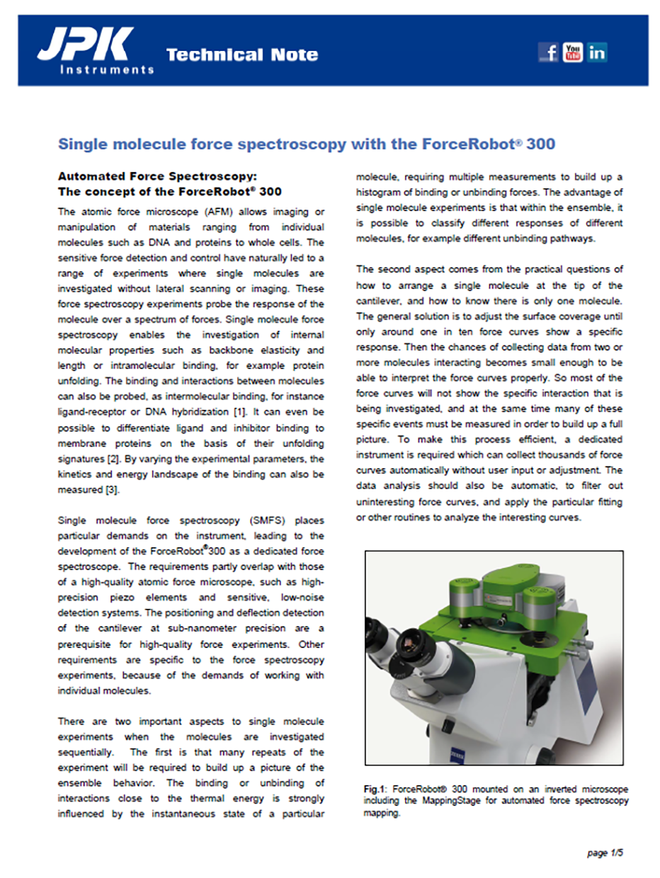 Single Molecule Force Spectroscopy with the ForceRobot® 300 | Bruker Single Molecule Force Spectroscopy with the ForceRobot® 300 | Bruker