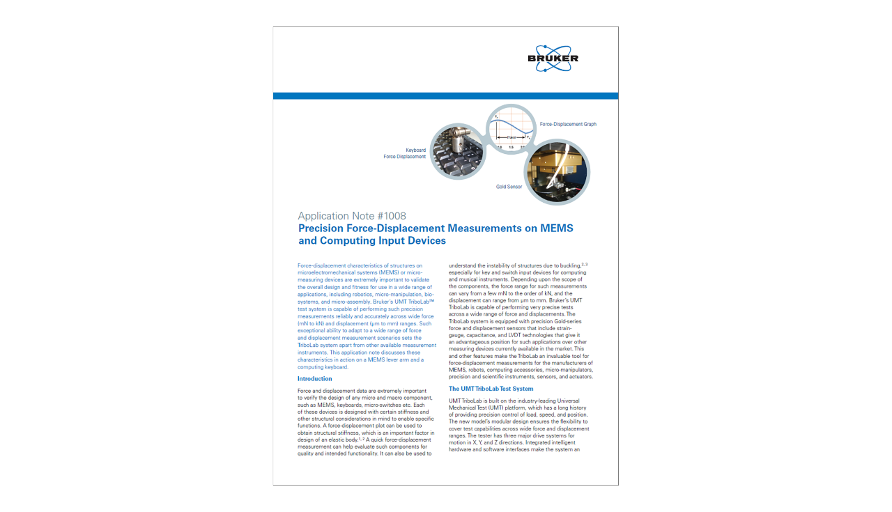 Application Note: Precision Force-Displacement Measurements on MEMS and Computing Input Devices ...