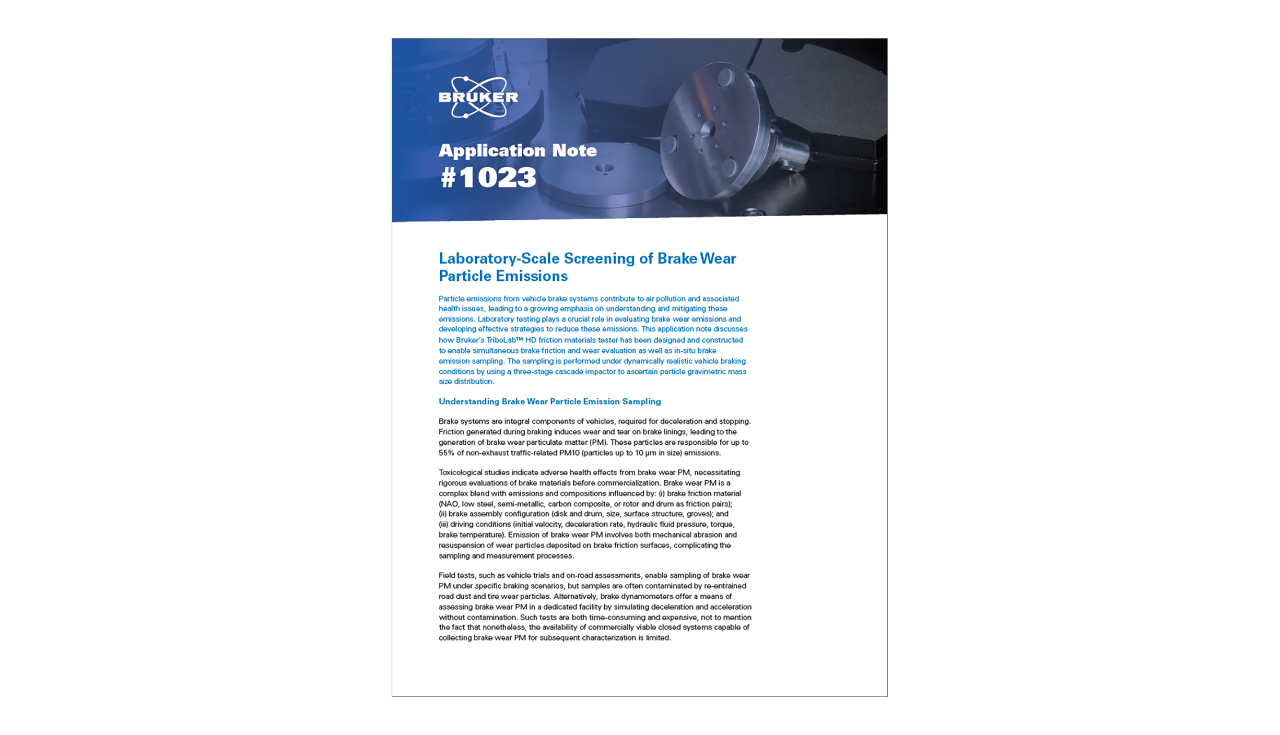 AN1023 Laboratory-Scale Screening of Brake Wear Particle Emissions | Bruker