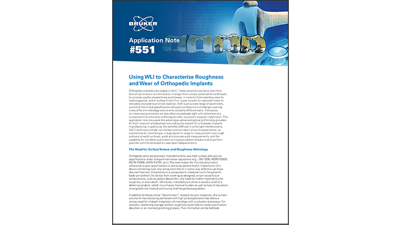 AN551 Using WLI to Characterize Roughness and Wear of Orthopedic ...
