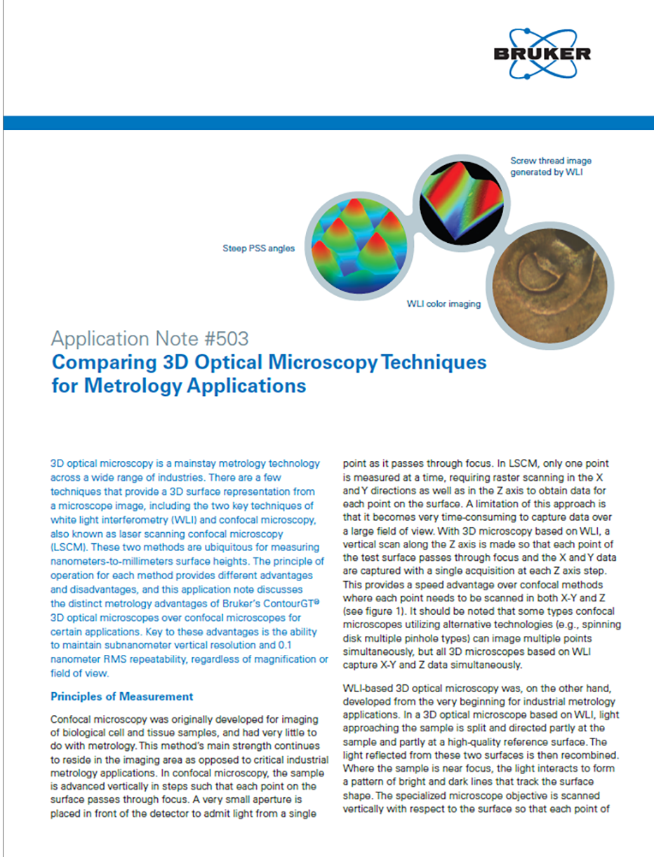 Comparing 3D Optical Microscopy Techniques for Metrology Applications ...
